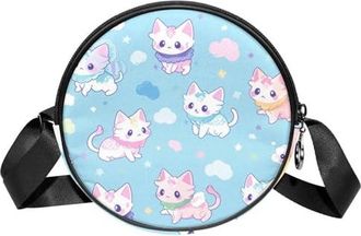 Generic Sac &agrave; bandouli&egrave;re rond pour femme, petit sac &agrave; bandouli&egrave;re avec fermeture &eacute;clair, bretelles r&eacute;glables, style d&eacute;contract&eacute;, pour femmes et filles