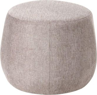 Beliani Pouf Rond Moderne en Tissu pour Salon et Chambre &agrave; Coucher Taupe Ashton