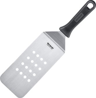 Westmark Profi-Wender/Grill-Spachtel, Gewinkelt, Flexibel, Gelocht, Klingenmaß: 9,5 x 20 cm, Länge: 36,5 cm, Rostfreier Edelstahl/Kunststoff, Master Line, Schw