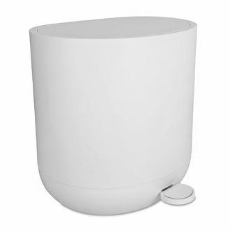 Relaxdays M&uuml;lleimer, 7 Liter, Absenkautomatik, Fu&szlig;pedal, entnehmbarer Inneneimer, Kosmetikeimer, Matter Badeimer, wei&szlig;