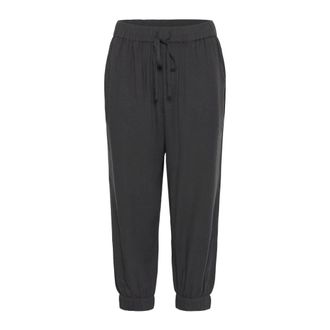 Kaffe Schwarze Austern Capri Hose mit Elastischem Bund - - Trousers - Damen - Schwarzk - 3XL