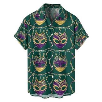 Generic Chemise hawa&iuml;enne amusante &agrave; manches courtes et boutonn&eacute;e pour homme - Style d&eacute;contract&eacute; - Pour la plage et l&eacute;t&eacute;, B-vert., XXL