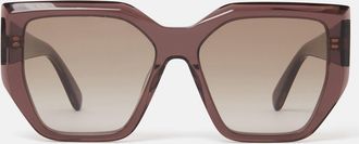 Stella McCartney Chunky Square Cat-Eye Sunglasses, Woman, Glossy dark chocolate and gold