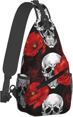 Generic Sacoche Tactique Cr&acirc;ne dHalloween Multifonction Sacs &agrave; Bandouli&egrave;re Mode Sac Poitrine pour Homme Cyclisme &eacute;cole