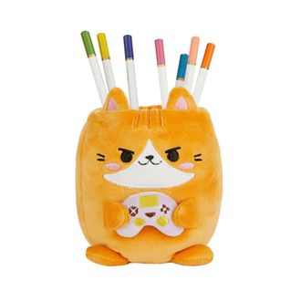 Balvi Stiftehalter Fluffy Kawaii Gamer Farbe Orange Flauschig weiche Gamer-Katze Kunststoff/Polyester