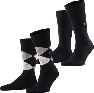 Burlington Herren Socken Everyday Mix Multipack M So Baumwolle gemustert 2 Paar, Schwarz Black 3000, 40-46