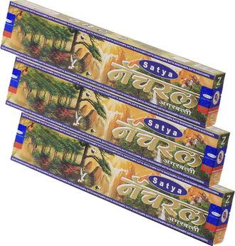 NKlaus 3X Satya Nature R&auml;ucherst&auml;bchen 45g - Handgerolltes indisches R&auml;ucherwerk mit holzig-frischem Duft - F&uuml;r Meditation, Achtsamkeit und Raumharmonie