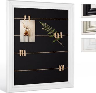 Bildershop-24 Schnurrahmen für Fotos, Bilder - Fotowand inkl. 20 Klammern und Schnur (Athen) 80x120cm Weiß (matt) mit Passepartout in Schwarz