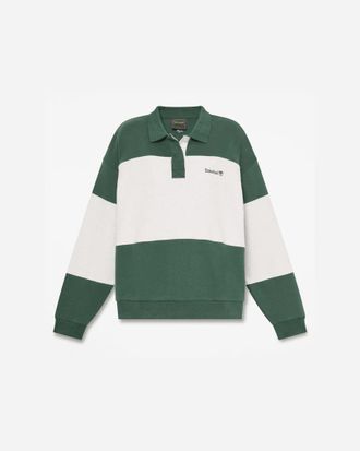 Timberland Rugby-Polo-Sweatshirt f&uuml;r Damen in Dunkelgr&uuml;n/Hellbeige, Damen, Gr&uuml;n, Gr&ouml;&szlig;e