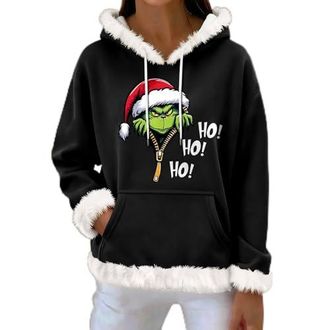 Generic Le Grinch Sweat A Capuche Femme Noël Vêtements Polaire 2025 The Plaid Deguisement Moche Pulls Noel Pyjama Pull De Femmes Hiver Adulte Pilou Costume Ov