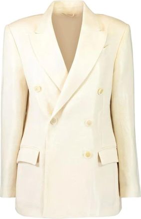 Brunello Cucinelli Femme, Vestes, Blanc, Taille: 42 FR Blazer Crois&eacute; &agrave; Revers en Pointe