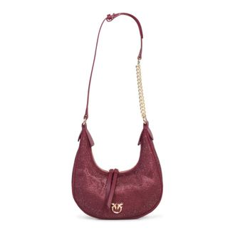 Pinko Pinko, Femme, Sacs, Brun, Taille: ONE Size Sac à Bandoulière en Tissu Strass Rouge