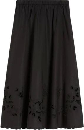 Max Mara Femme, Jupes, Noir, Taille: 38 FR Jupe Midi Popeline