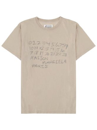 Maison Margiela Printed Cotton T-Shirt - Beige