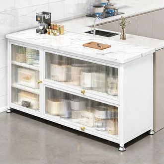 Generic Sideboard, ger&auml;umiger K&uuml;chenschrank Arbeitsplatte aus Schiefer mit hoher Tragf&auml;higkeit, verstellbare Regalh&ouml;he Mit Kabelf&uuml;hrungsl&ouml;chern for vielseitig