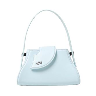 GCDS Henkeltasche mit Umschlag- Tragegriff oben und Metalldetail - - Bags - Damen - Blau - ONE SIZE
