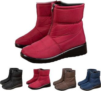 Generic Bottes de neige imperm&eacute;ables pour femme, chaudes et antid&eacute;rapantes, avec doublure en peluche, chaussures d&eacute;contract&eacute;es pour la marche, Rouge, 38.5 EU