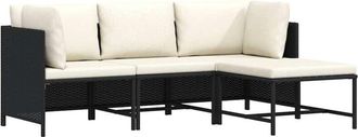 vidaXL Vidaxl - Canap&eacute;s de jardin 4 pcs avec coussins Noir R&eacute;sine tress&eacute;e