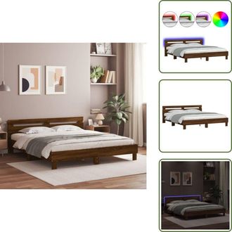 vidaXL The Living Store - Cadre de lit avec led sans matelas ch&ecirc;ne marron 160x200 cm - Lit Double - Cadre De Lit - &Eacute;clairage led - Bois Ding&eacute;nierie