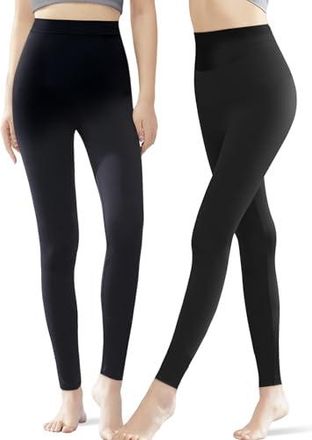 Power Flower Lot de 2 Leggings Longs pour Femme - Pantalon de Yoga en Coton, Doux, Extensible et Opaque pour Un Confort Toute la Journ&eacute;e (L-XL, 9073-Combo1)