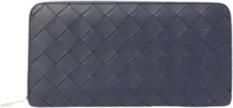 Bottega Veneta Pre-owned Portefeuille Long en Cuir de Veau - Femme - Pre-owned - Bleu - Taille: ONE Size