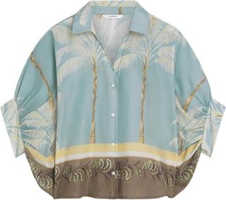 Summum Femme, Blouses et Chemises, Multicolore, Taille: 42 FR Blouse Palmtree Print