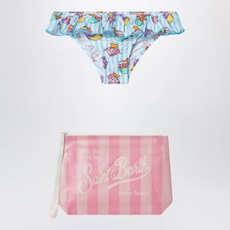 MC2 Saint Barth Hellblaue gestreifte Badehose mit Tasche
