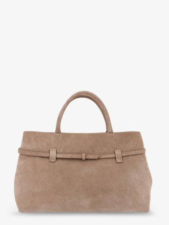 Manu Atelier Womens Le Cambon 35 Suede Shoulder Bag Grey