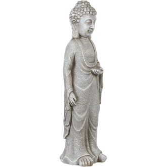 Beliani Beliani - Dekofigur Buddha Grau aus Leichtbeton 70 cm Outdoor Au&szlig;enbereich Gartendeko Dekoration Wohnaccessoires