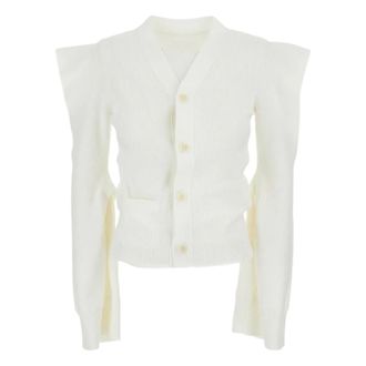 sacai Baumwoll-Strickjacke - - Knitwear - Damen - Wei&szlig; - 2XS