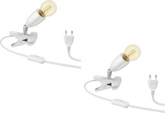 LEDs Com 2 Stück E27 Klemmleuchte LIK, weiß inkl. E27 Lampe 471lm Gold Vintage extra-warm-weiß