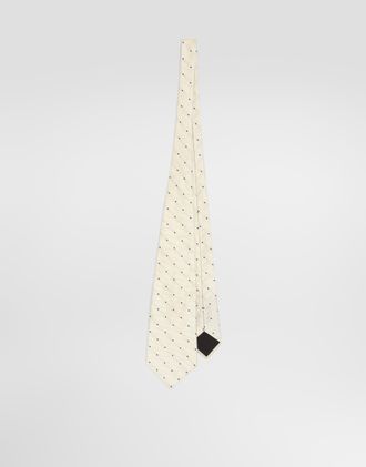 Dolce & Gabbana Krawatte Aus Jacquard Mit Polka-dot-muster - Mann Krawatten Und Einstecktuch Beige Pz