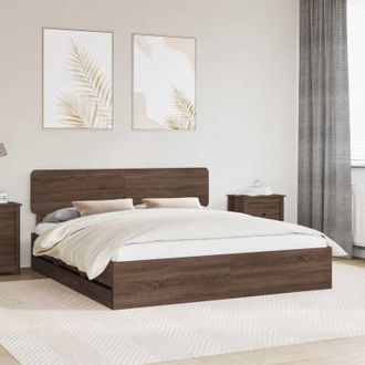 vidaXL vidaXL Cadre de lit Ch&ecirc;ne brun 200 x 200 cm Bois ding&eacute;nierie