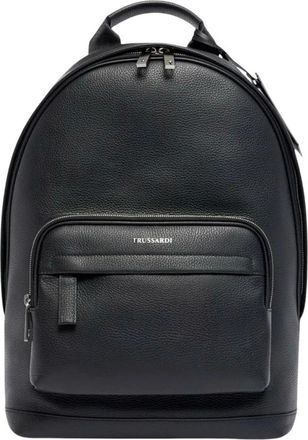Trussardi Homme, Sacs, Noir, Taille: ONE Size Sac &agrave; dos en cuir textur&eacute;