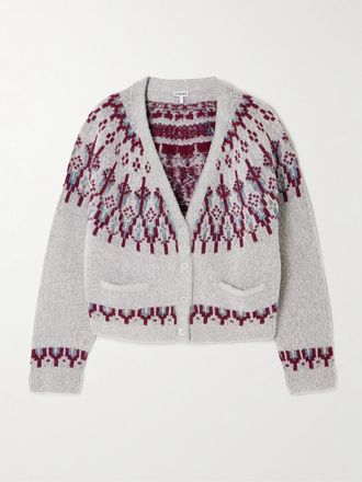 Loewe Cardigan Aus Einer Wollmischung Mit Fair-isle-muster Und Pailletten - Grau