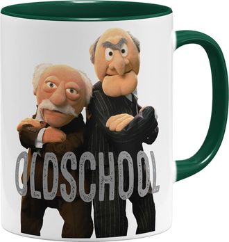 OM3 Oldschool Kaffee-Tasse - Lustige Keramiktasse für launische alte Männer - Humorvolle Retro Spruchtasse - Keramik Becher - 325ml - Beidseitig Bedruckt 