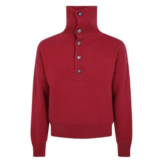Ami Pull &agrave; col haut boutonn&eacute; - Homme - Pulls - Rouge - Taille: L