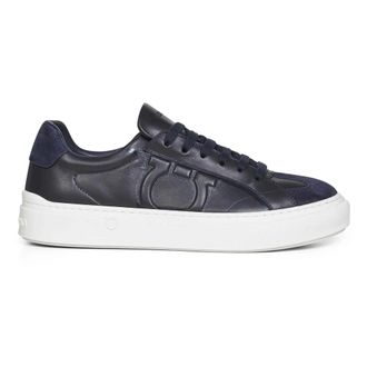 Ferragamo Gancini Leder-Sneakers - - Shoes - Herren - Blau - 43 EU