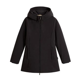 Woolrich Femme, Manteaux, Noir, Taille: 36 FR Veste &agrave; capuche en tissu technique