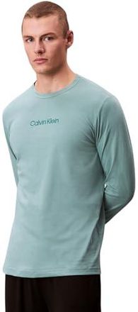 Calvin Klein T-Shirt à Manches Longues Homme Crew Neck Col Ras-du-Cou, Turquoise (Trellis), L