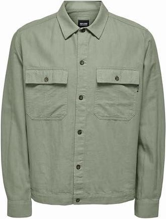 Only & Sons Onskennet Ls Linen Surchemise Noos Chemise, Vert Marais, M Homme