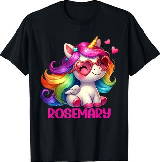 BDAZ Rosmarin, personalisierbar, buntes Einhorn, f&uuml;r Damen und M&auml;dchen T-Shirt