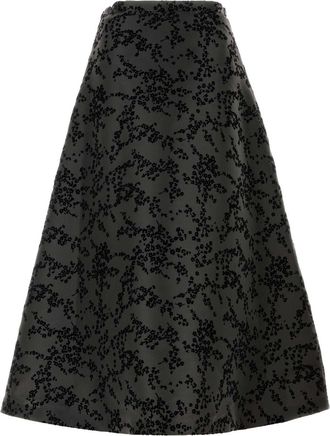 Alberta Ferretti Beaded Polyester-Silk Skirt - Gray
