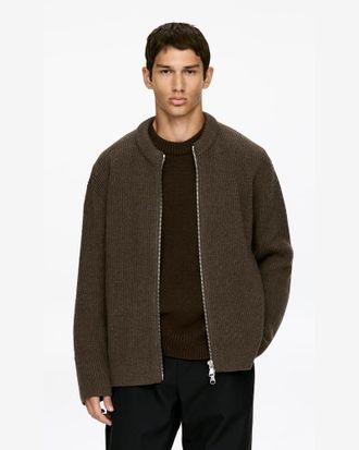 Arket Strickjacke Aus Wolle Mit Rei&szlig;verschluss -Braun