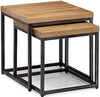 Julian Bowen Brooklyn Satztische mit Lampen, Eiche/Gunmetal, Einheitsgr&ouml;&szlig;e