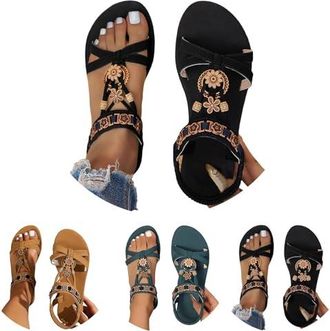 Generic Sandales orthop&eacute;diques &agrave; bout ouvert pour femme - Coupe large - Confortables - Chaussures compens&eacute;es d&eacute;contract&eacute;es &agrave; bout ouvert - Sandales d&eacute;t&eacute; l&eacute;g&egrave;r