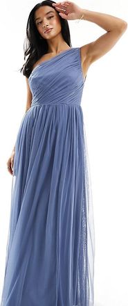 Anaya with Love Petite Robe longue asymétrique de demoiselle dhonneur en tulle - Bleu