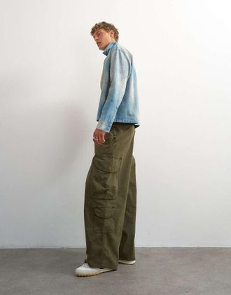 Topman pantalon cargo coupe ballon kaki-Vert