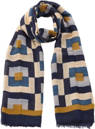 Altea Homme, Accessoires, Bleu, Taille: ONE Size Écharpe Géométrique en Laine