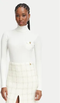 Elisabetta Franchi Rollkragenpullover MK-05B-66E2-V350 Wei&szlig; Slim Fit